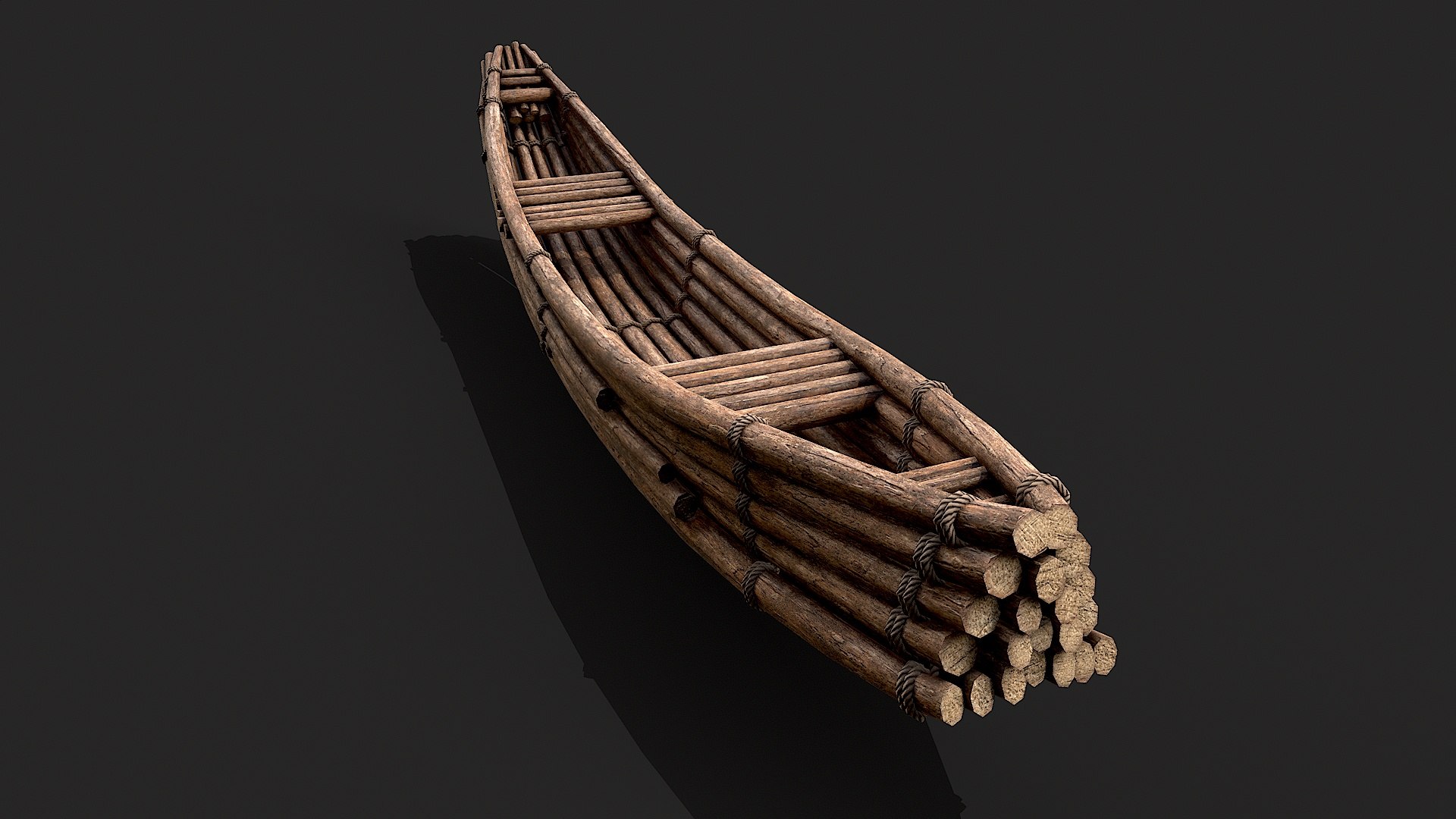 3D Primitive Wooden Raft Survival Boat PBR Collection Model ...