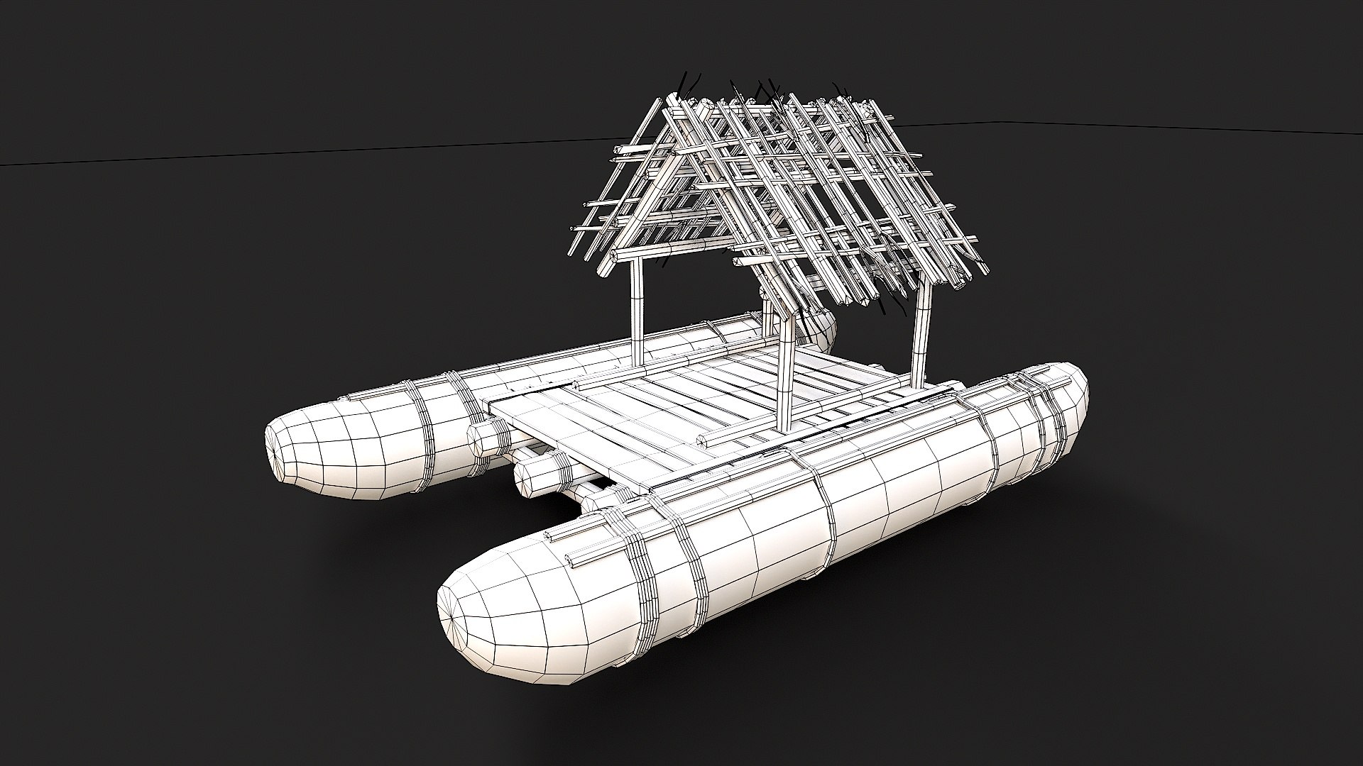 3D Primitive Wooden Raft Survival Boat PBR Collection Model ...