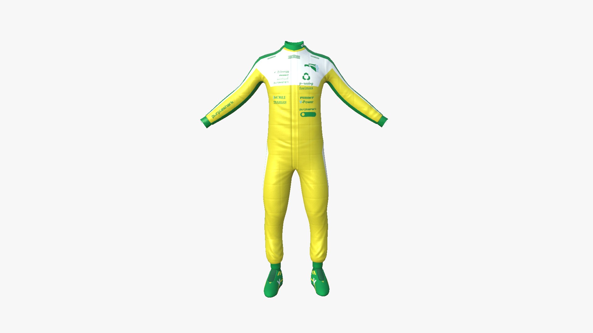 3D Racing Pilot Uniform A04 Yellow - Character Clothing Design Model ...
