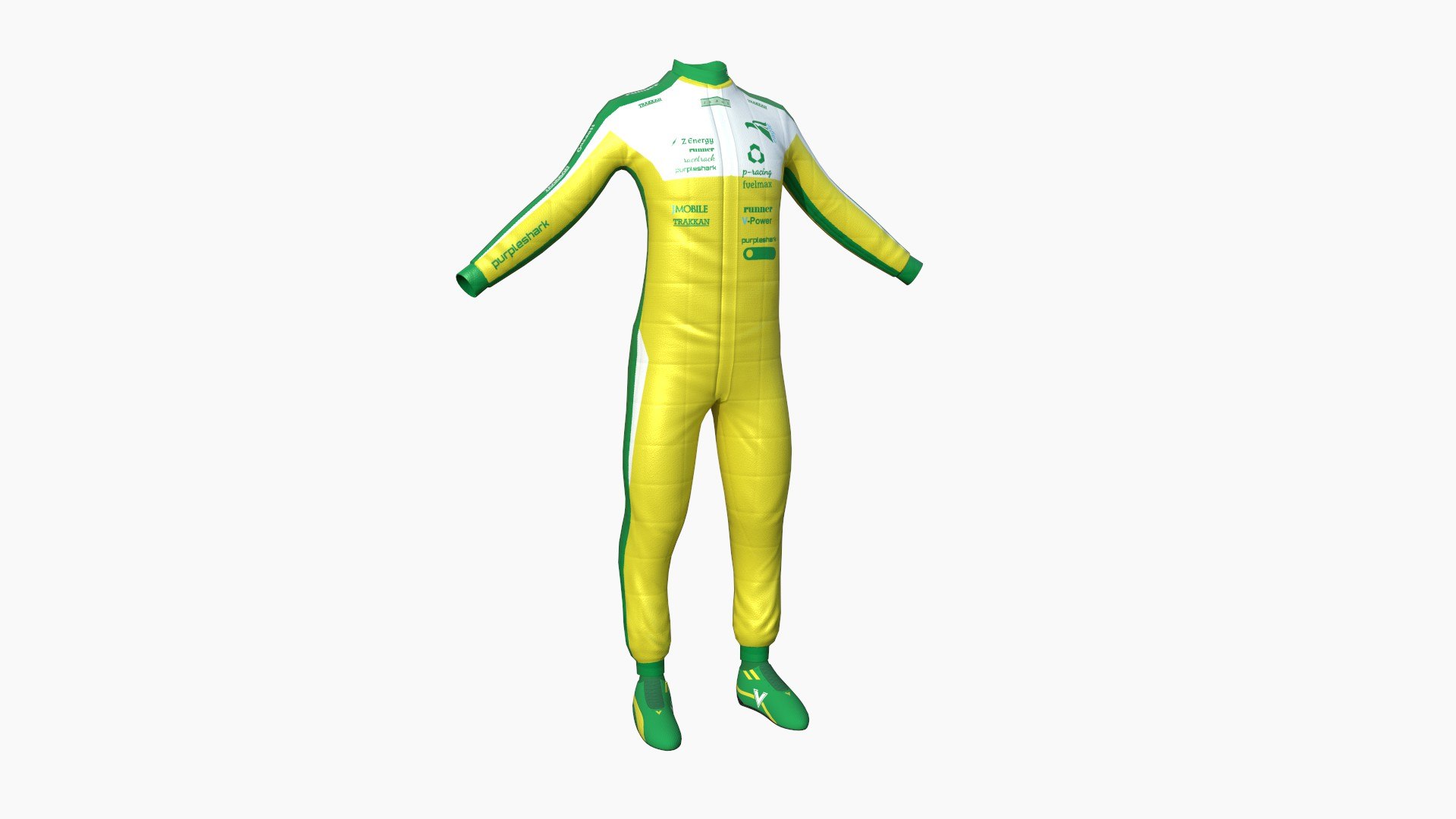 3D Racing Pilot Uniform A04 Yellow - Character Clothing Design Model ...