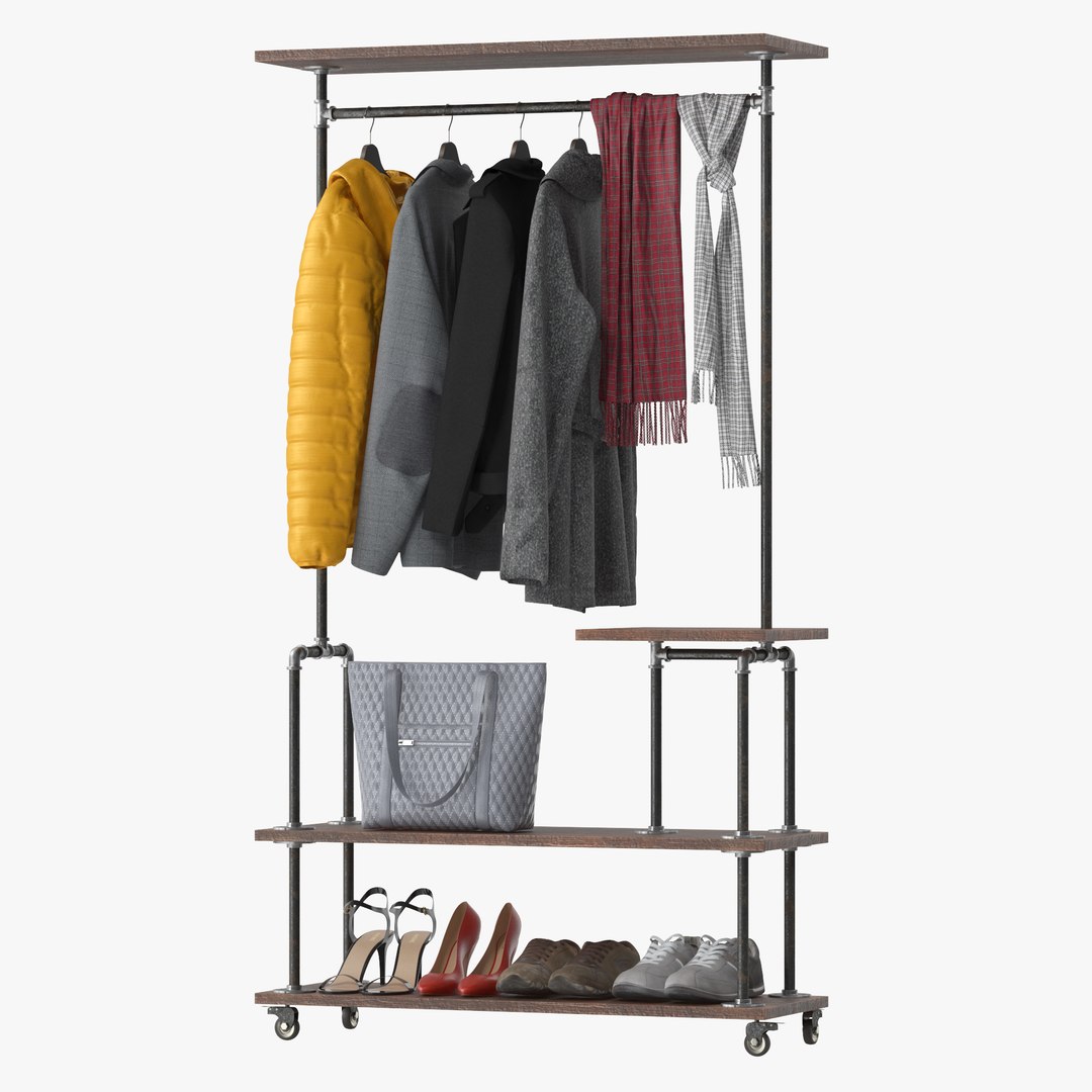 3D Model Industrial Clothing Rack - TurboSquid 1662026