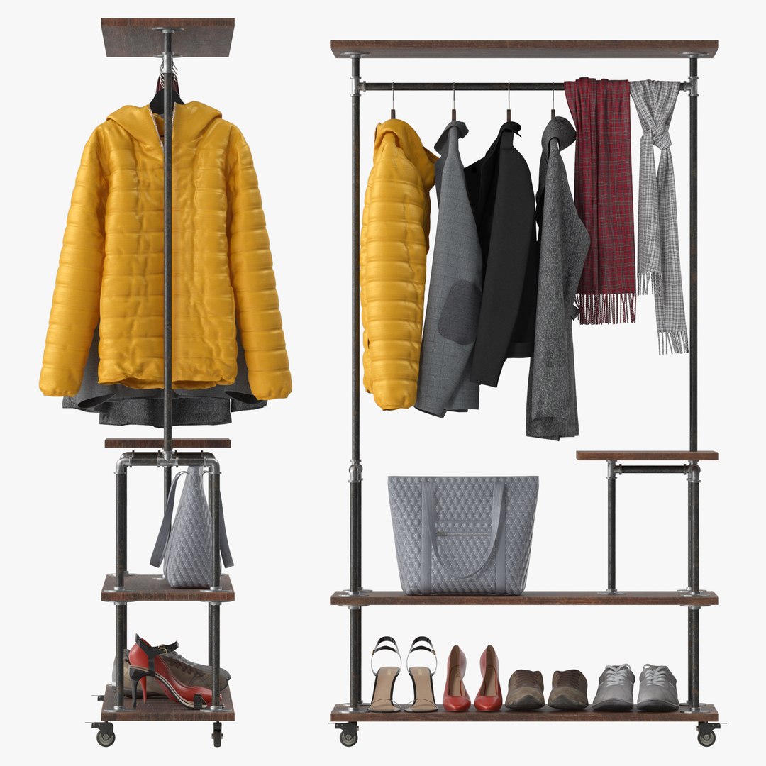 3D Model Industrial Clothing Rack - TurboSquid 1662026
