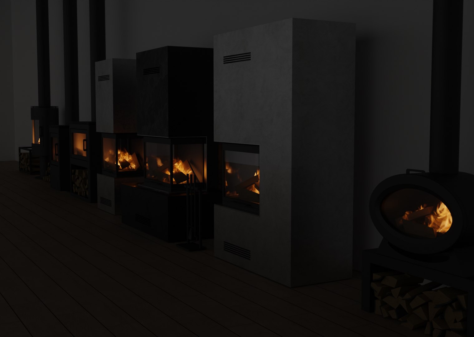 Set Of Fireplaces 7 Pieces 3D Model - TurboSquid 1885589