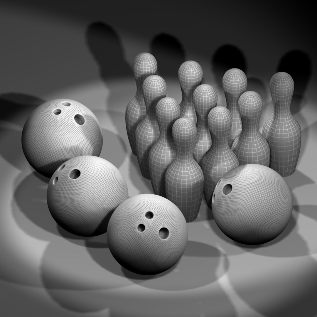 3d Bowling Balls Pins Model