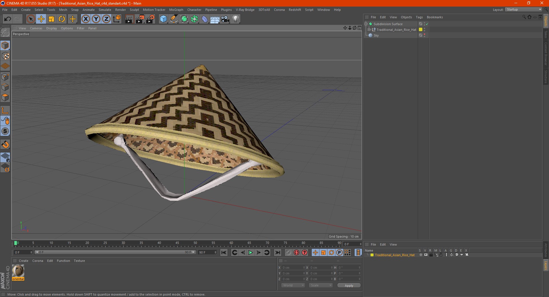 Traditional Asian Rice Hat 3D model - TurboSquid 1782101