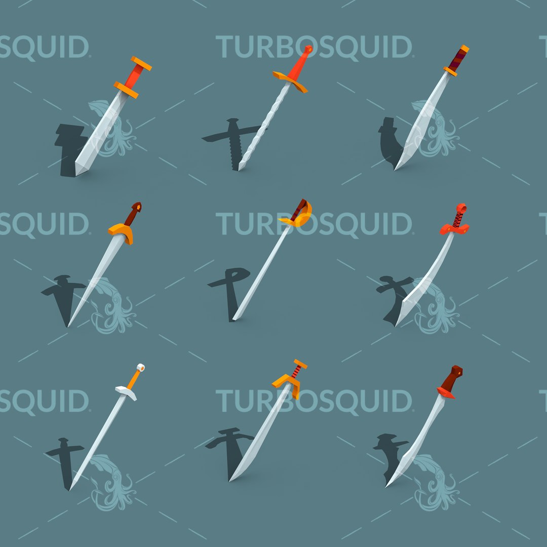 Low Poly Sword Isometric Icon 3D model - TurboSquid 1722075