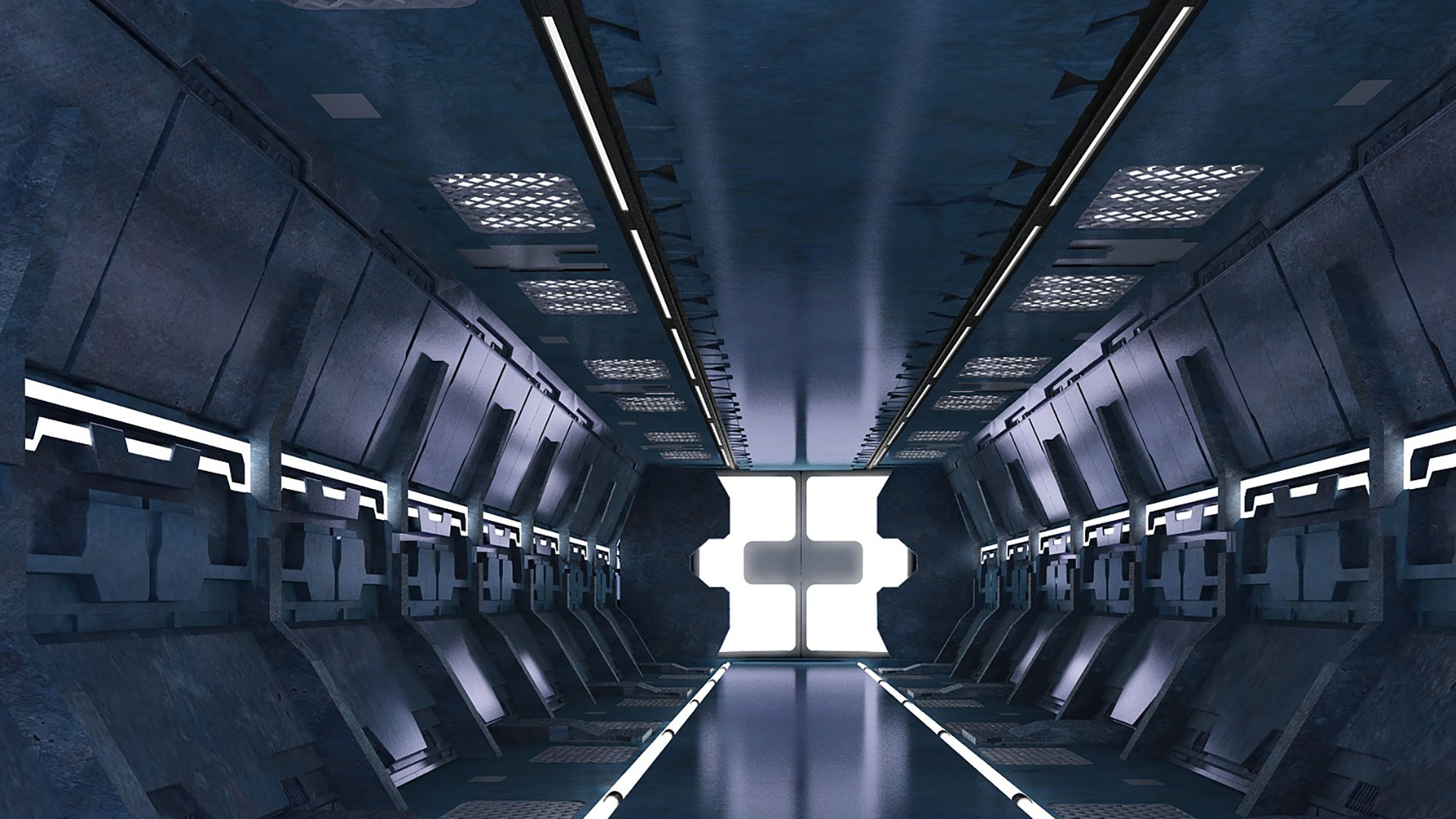 3D Science-fiction Gates Space Corridors Mechanical 3D Model ...