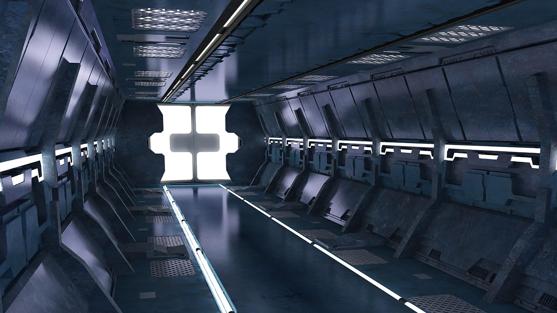 3D Science-fiction Gates Space Corridors Mechanical 3D Model ...