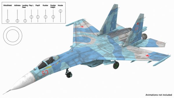 3D Su-27 Flanker Russian Fighter Aircraft Old Rigged model - TurboSquid ...