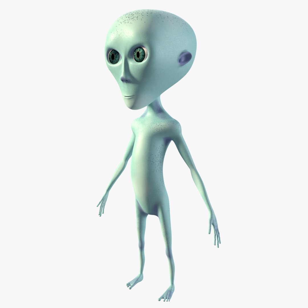 grey alien cartoons 3d obj