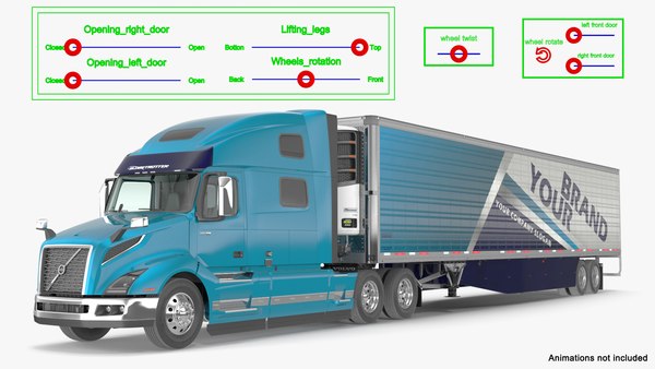 Volvo VNL 860 Truck with Reefer Trailer Your Brand Rigged model ...