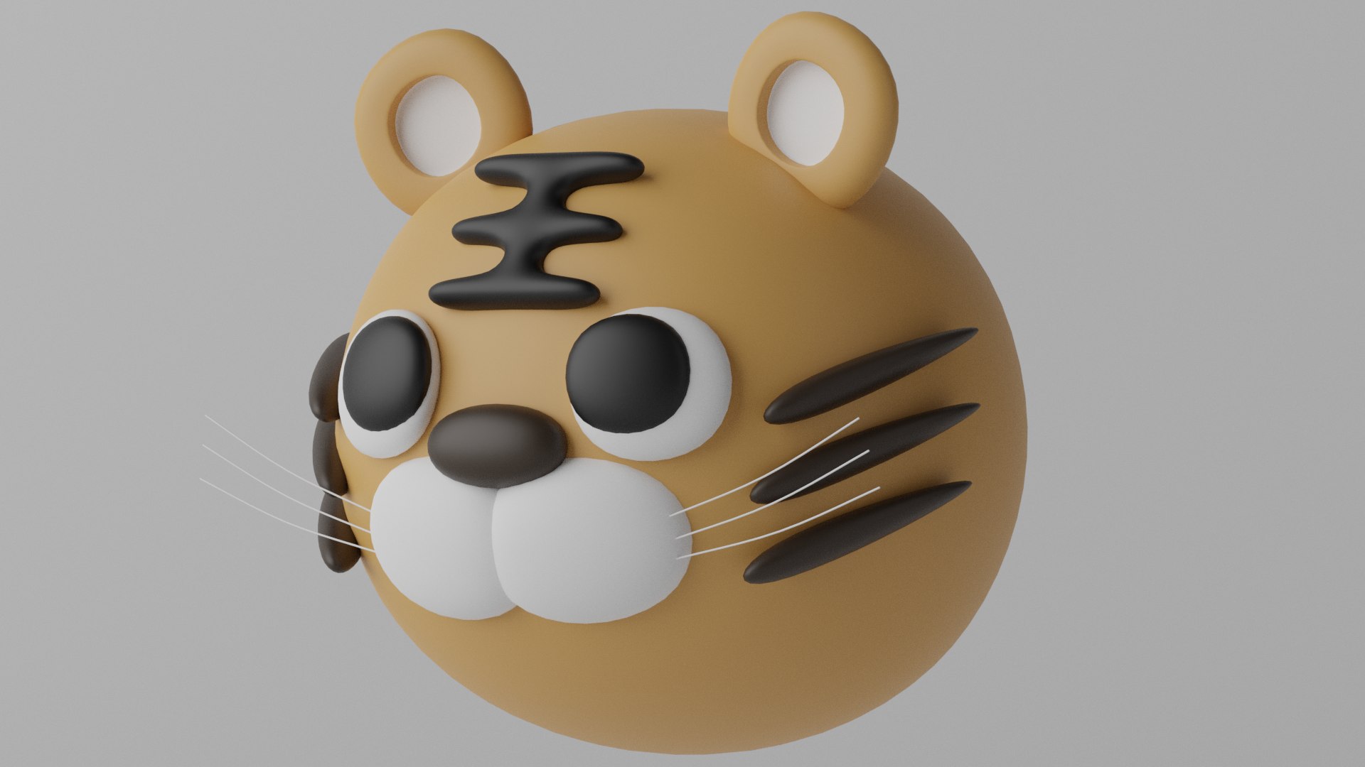 Cartoon Cute Tiger Head 3D Model - TurboSquid 2091837