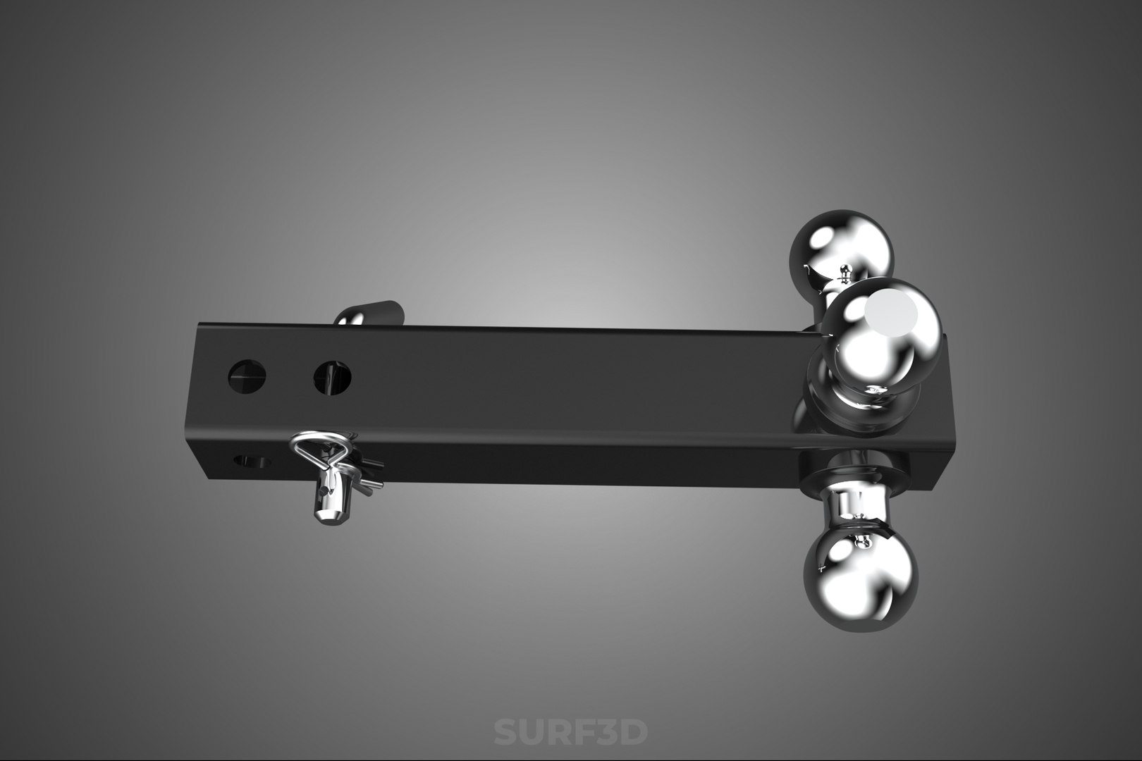 THREE 3 TRIPLE HITCH BALL MOUNT TRAILER SHANK RECEIVER TOWING 3D ...