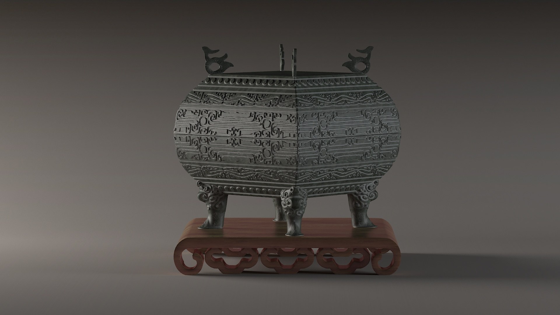 Cultural Relics Unearthed Ancient Tripod Container Bronze 3D ...