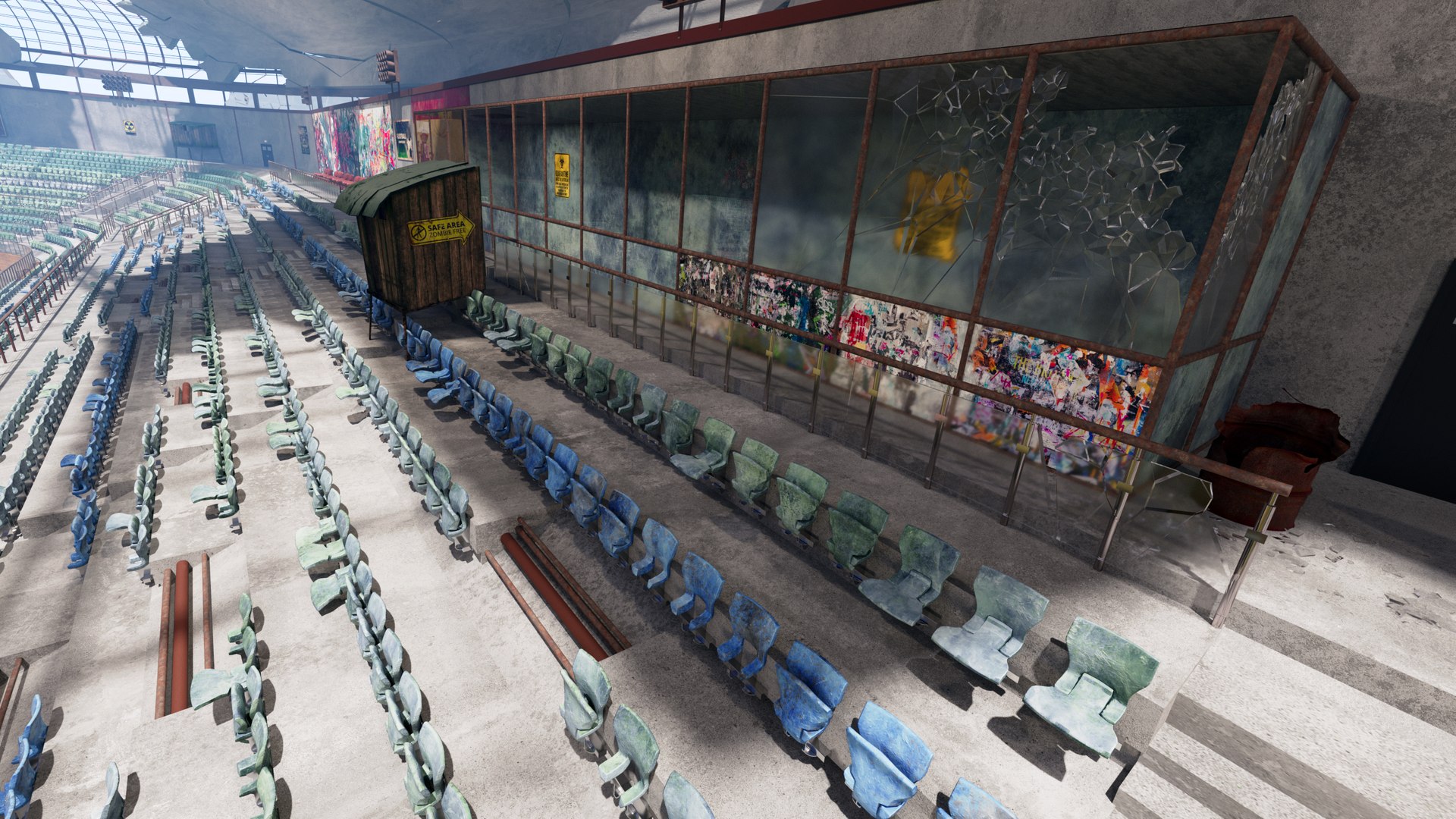 Abandoned Post-Apocalyptic Football Stadium Modular Environment Low ...
