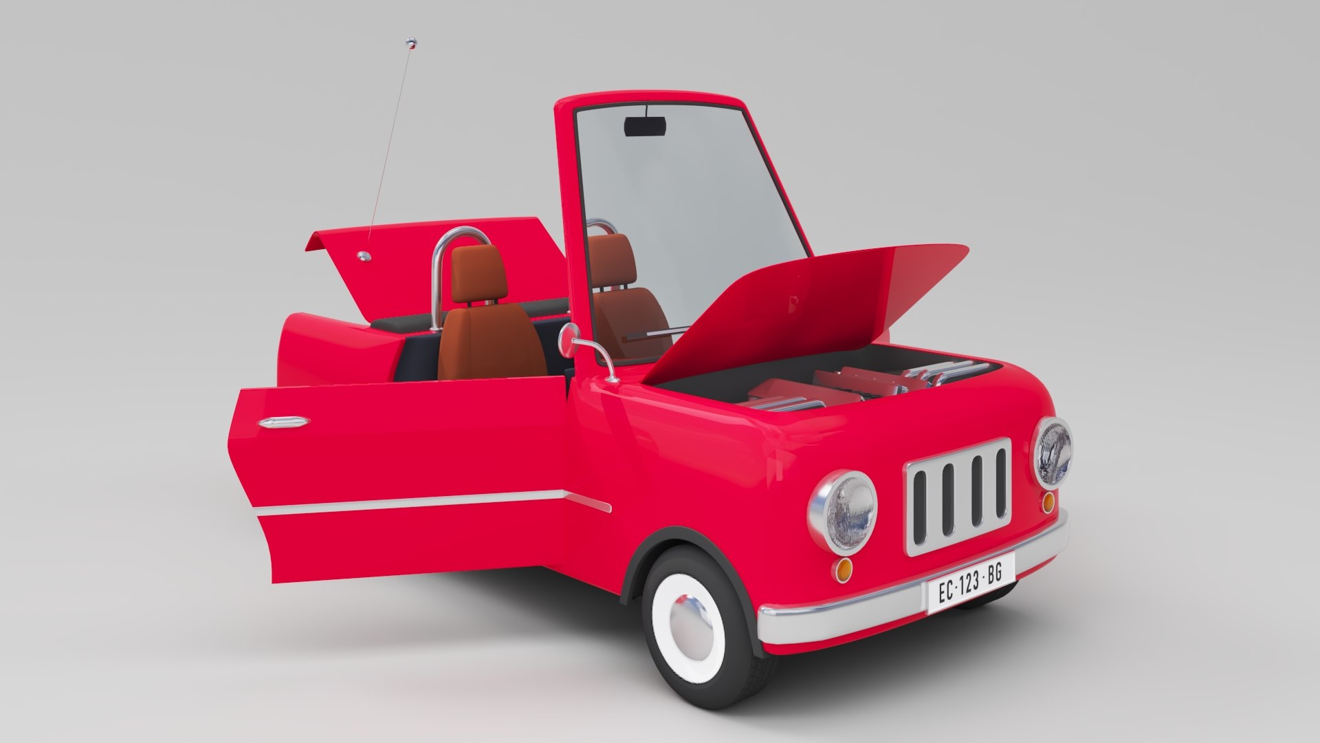 3D Cartoon Convertible Car Model 3D - TurboSquid 2084003