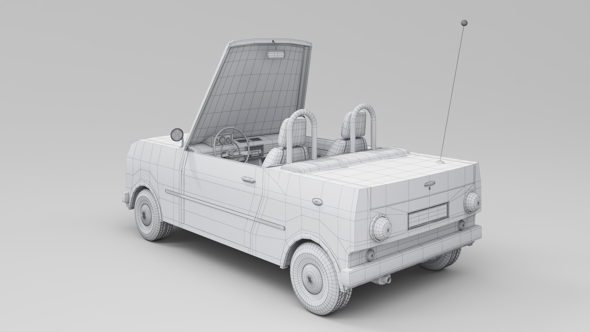 3D Cartoon Convertible Car Model 3D - TurboSquid 2084003