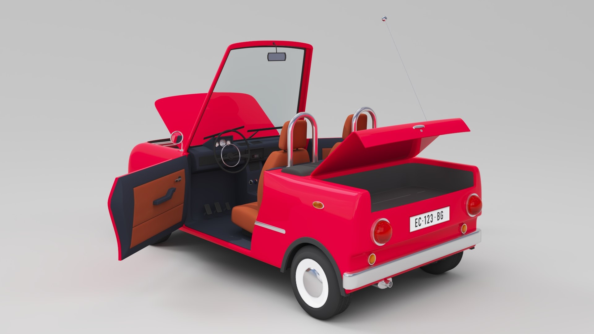 3D Cartoon Convertible Car Model 3D - TurboSquid 2084003