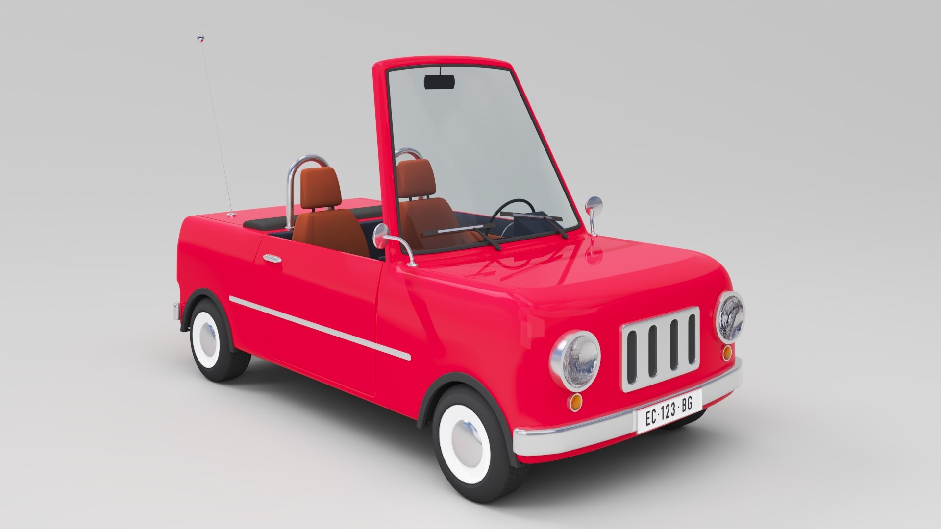 3D Cartoon Convertible Car Model 3D - TurboSquid 2084003