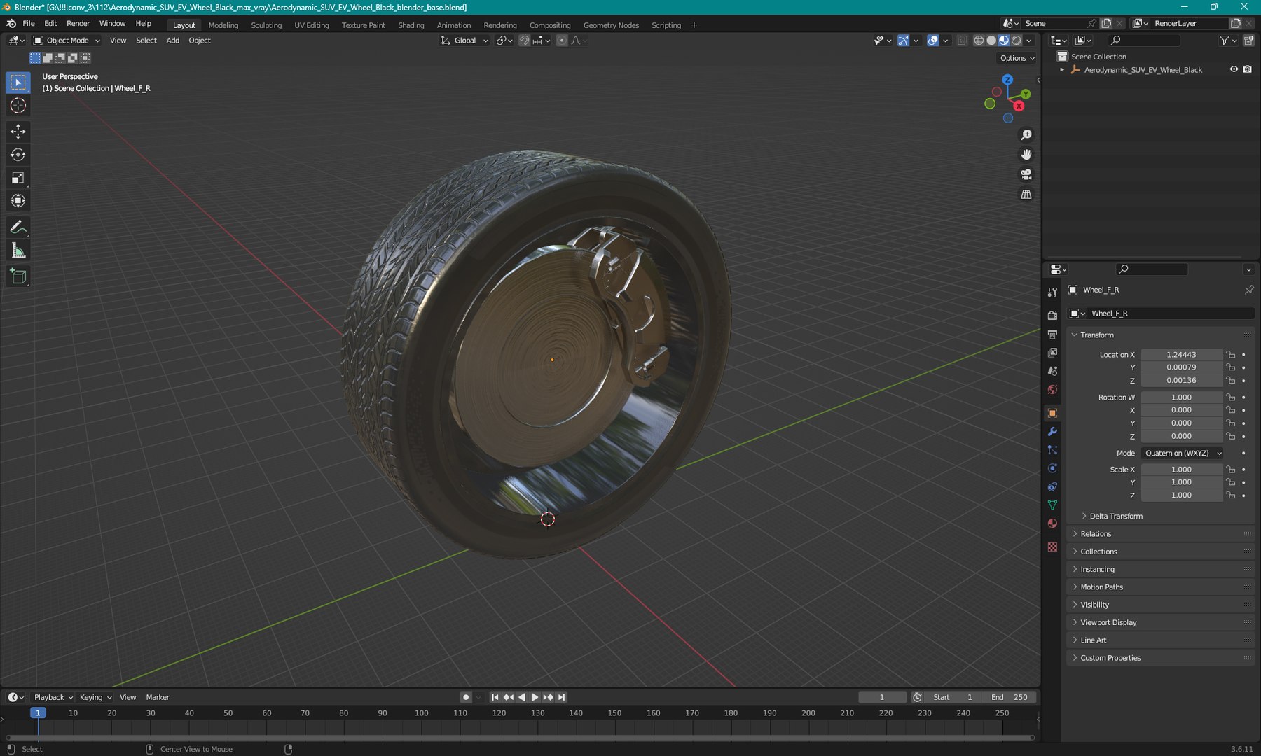 Aerodynamic SUV EV Wheel Black 3D Model - TurboSquid 2402920