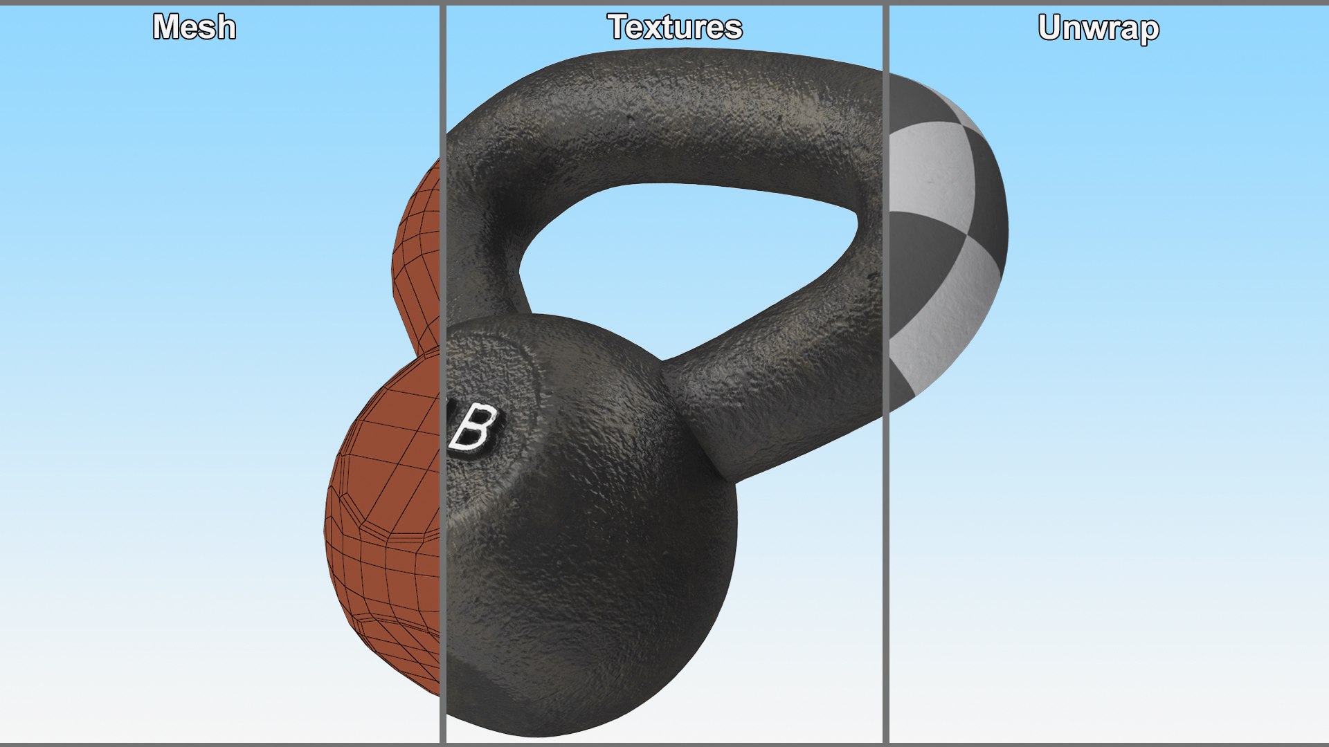 Wide Handle Iron Kettle Bell 20lb 3D Model - TurboSquid 2071279