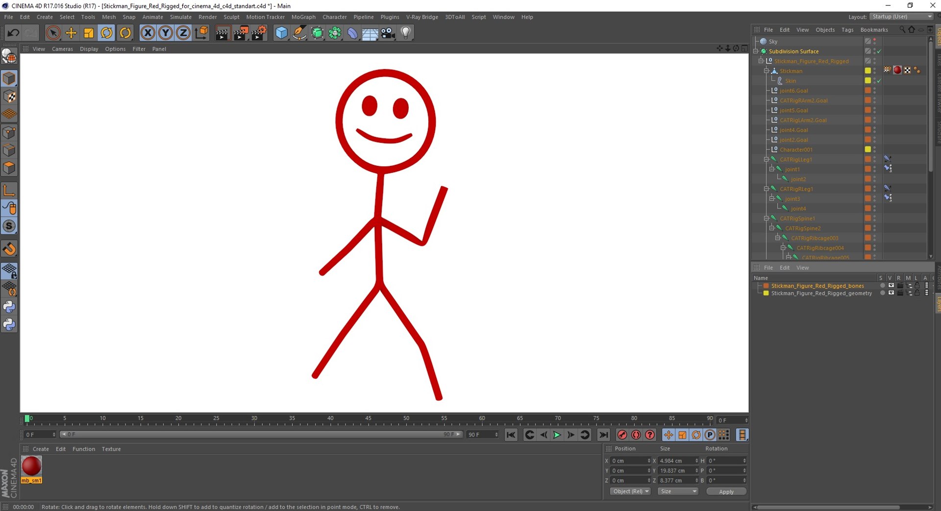Stickman Figure Red Rigged For Cinema 4D 3D Model - TurboSquid 2089082