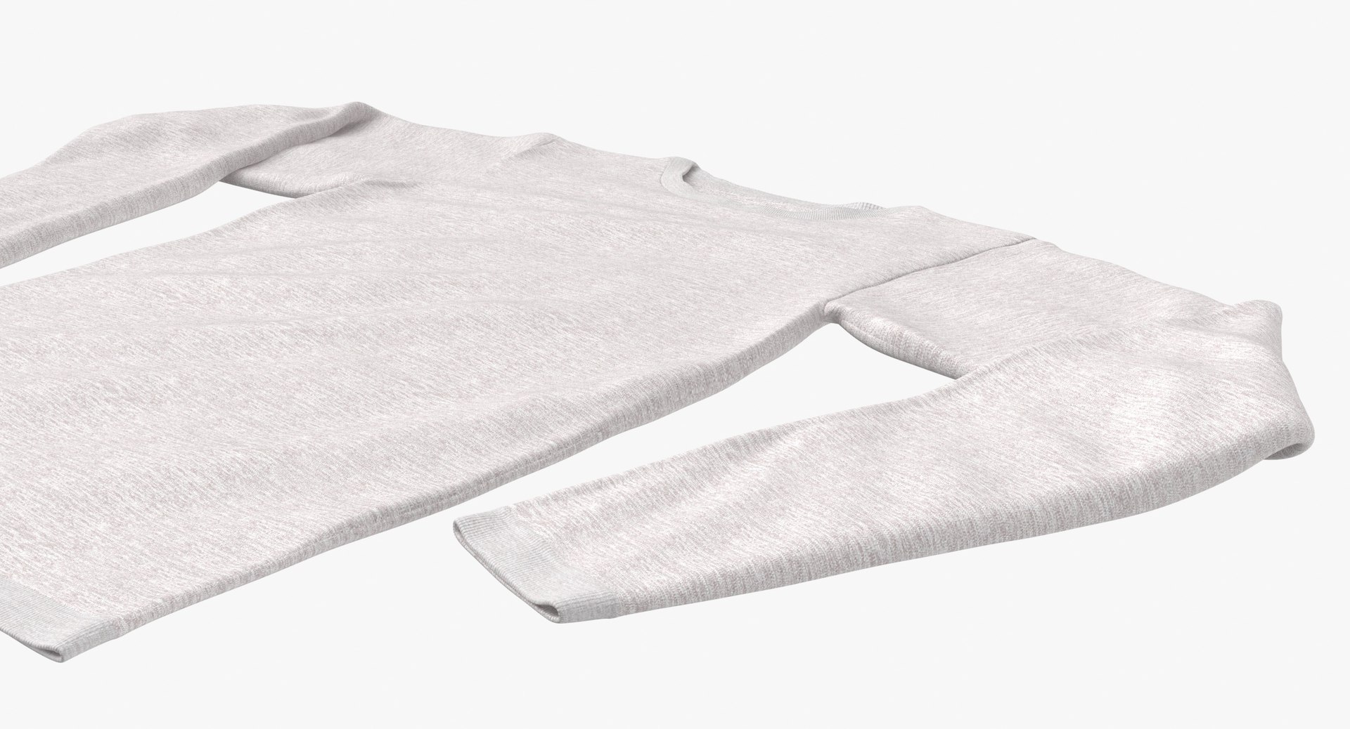 3D Model Long Sleeve Flat Male Crew Neck Pose 05 White Blank And ...