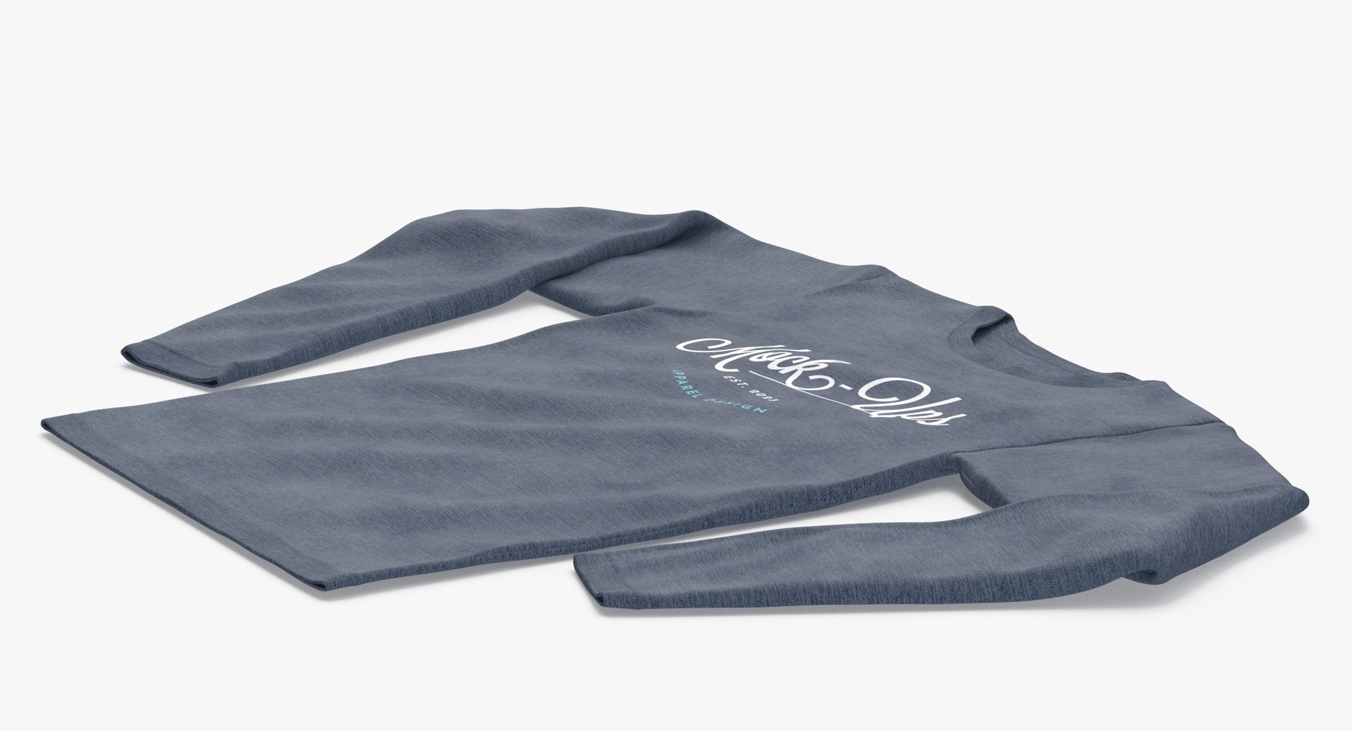 3D Model Long Sleeve Flat Male Crew Neck Pose 05 White Blank And Branded Heather - TurboSquid ...