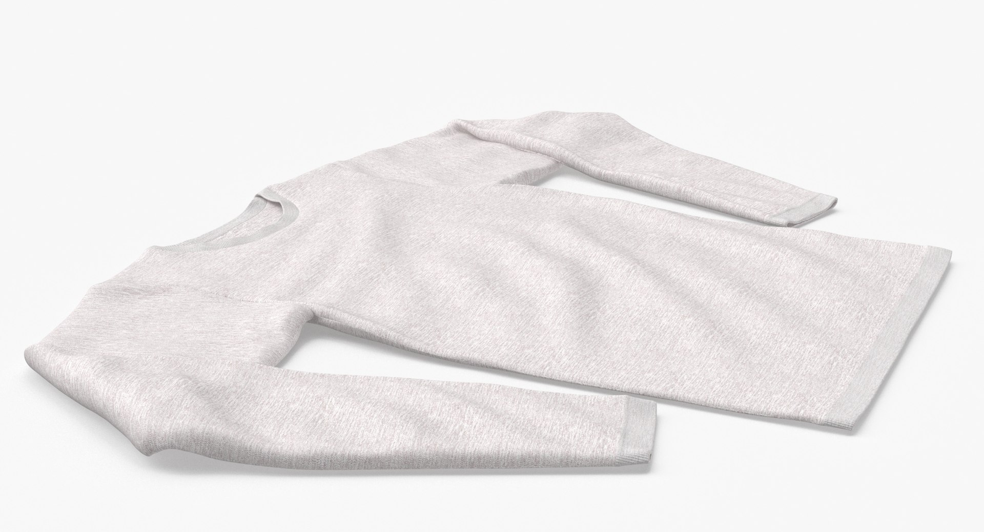 3D Model Long Sleeve Flat Male Crew Neck Pose 05 White Blank And ...