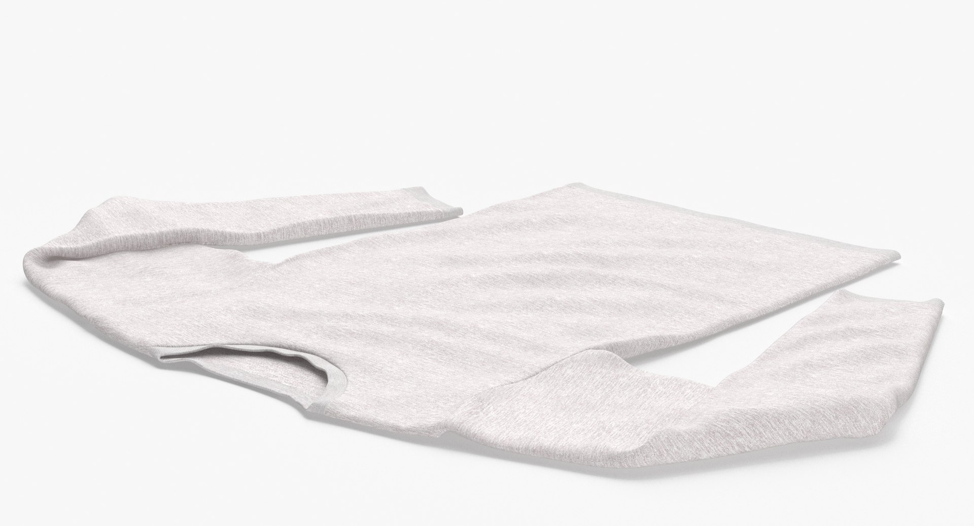 3D Model Long Sleeve Flat Male Crew Neck Pose 05 White Blank And ...