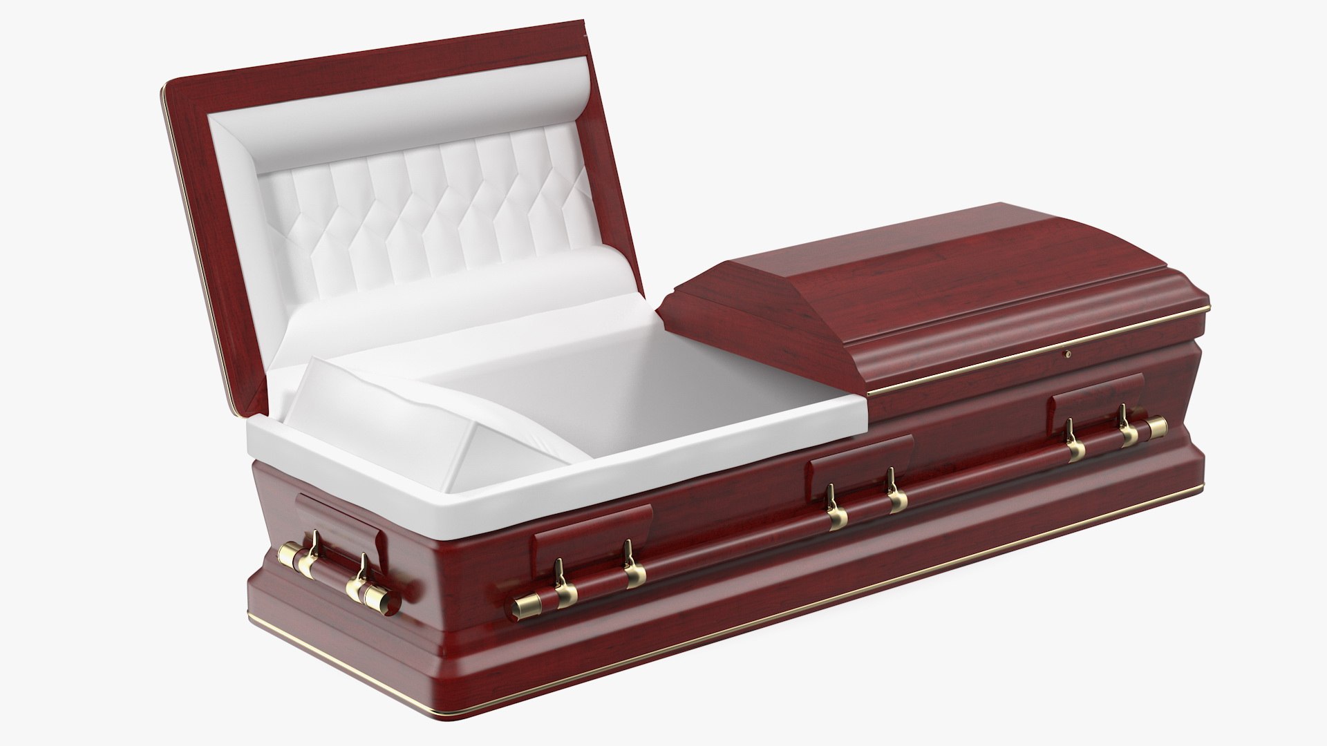 Open wooden funeral casket model - TurboSquid 1548379