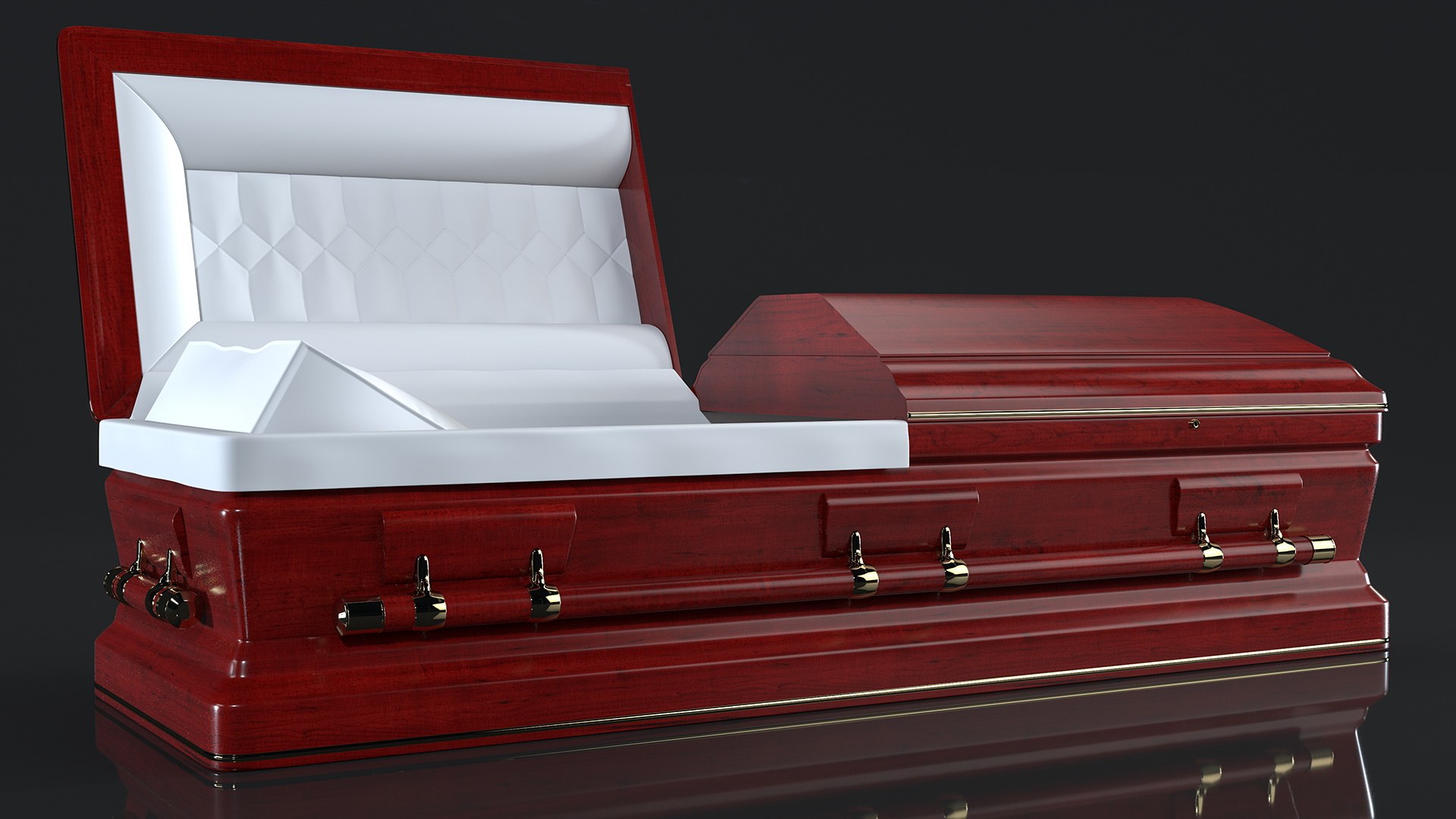 Open wooden funeral casket model - TurboSquid 1548379