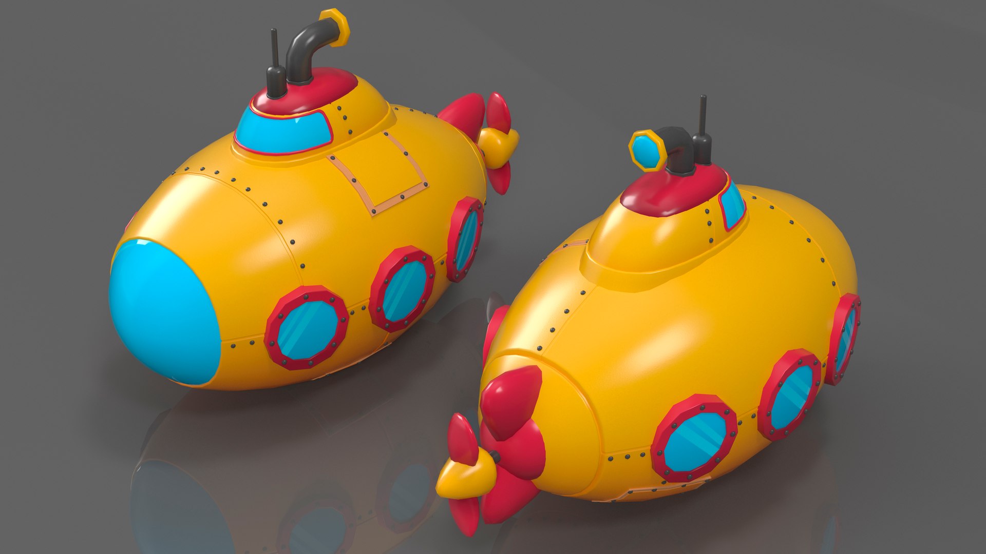 3D Cartoon Yellow Submarine - TurboSquid 2205457