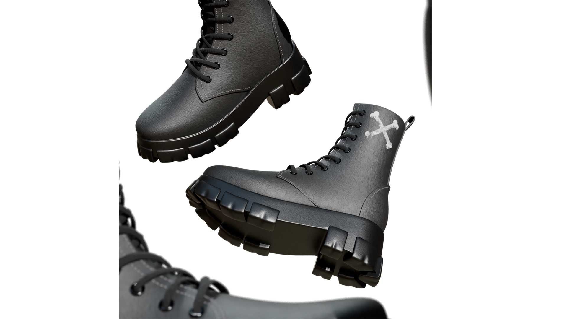 3D Black Gothic Boots - TurboSquid 2395672