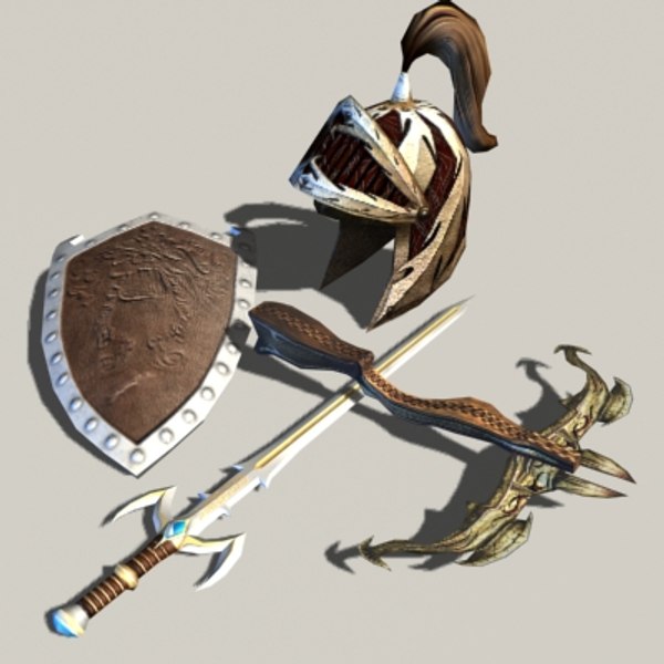 pack fantasy sword crossbow 3d model