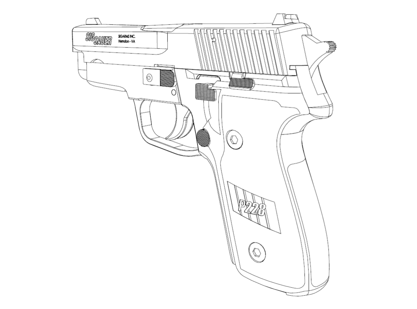 sig p228 pistol 3d model
