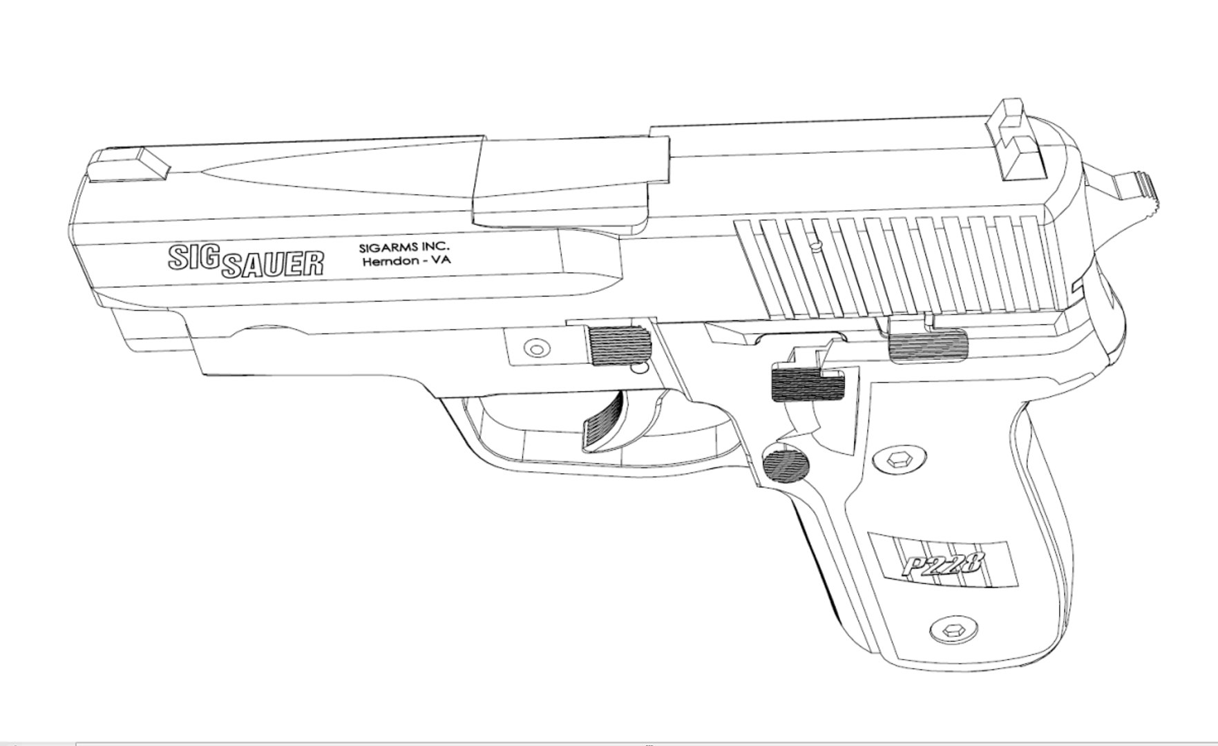 Sig P228 Pistol 3d Model