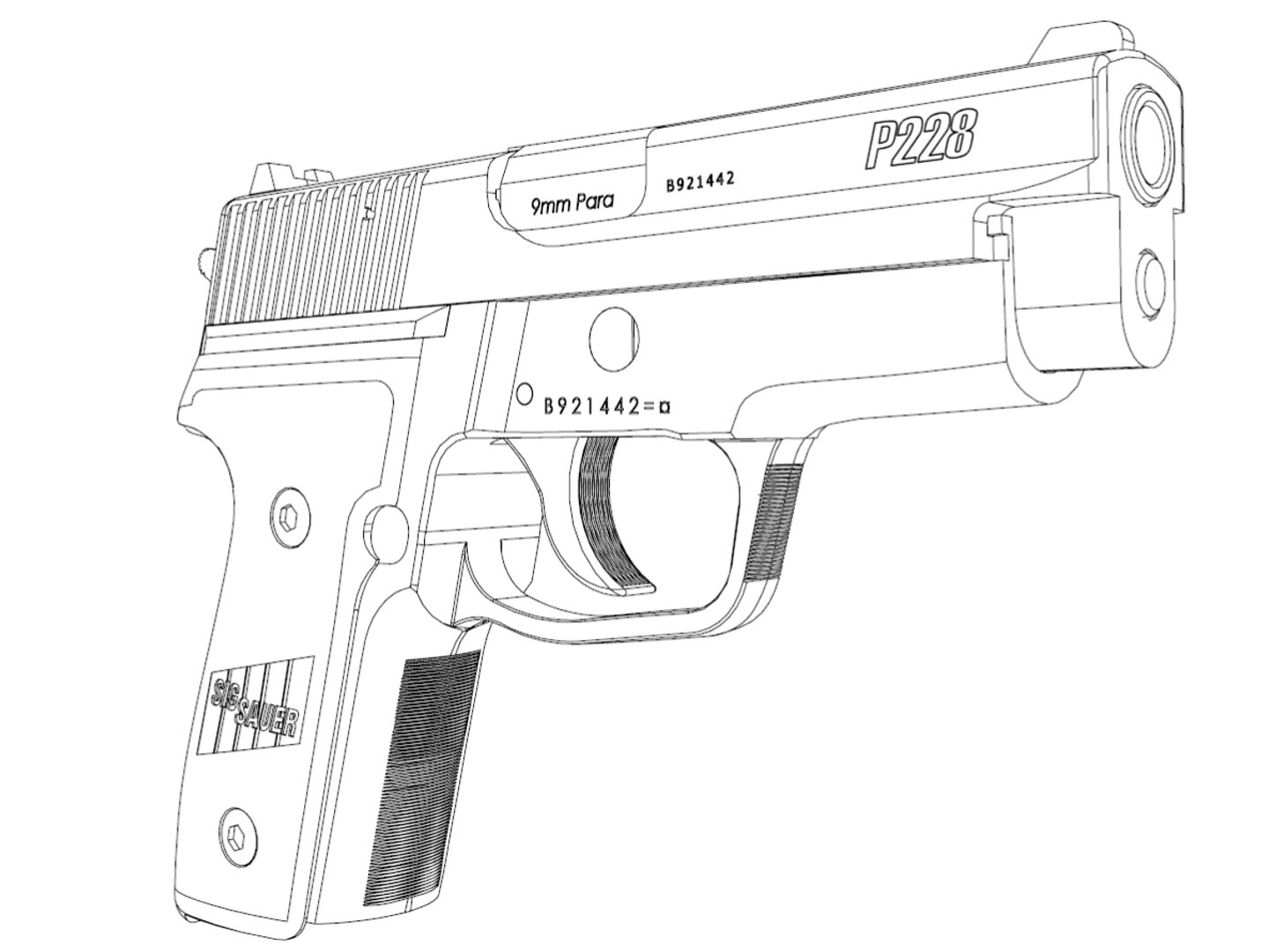 Sig P228 Pistol 3d Model