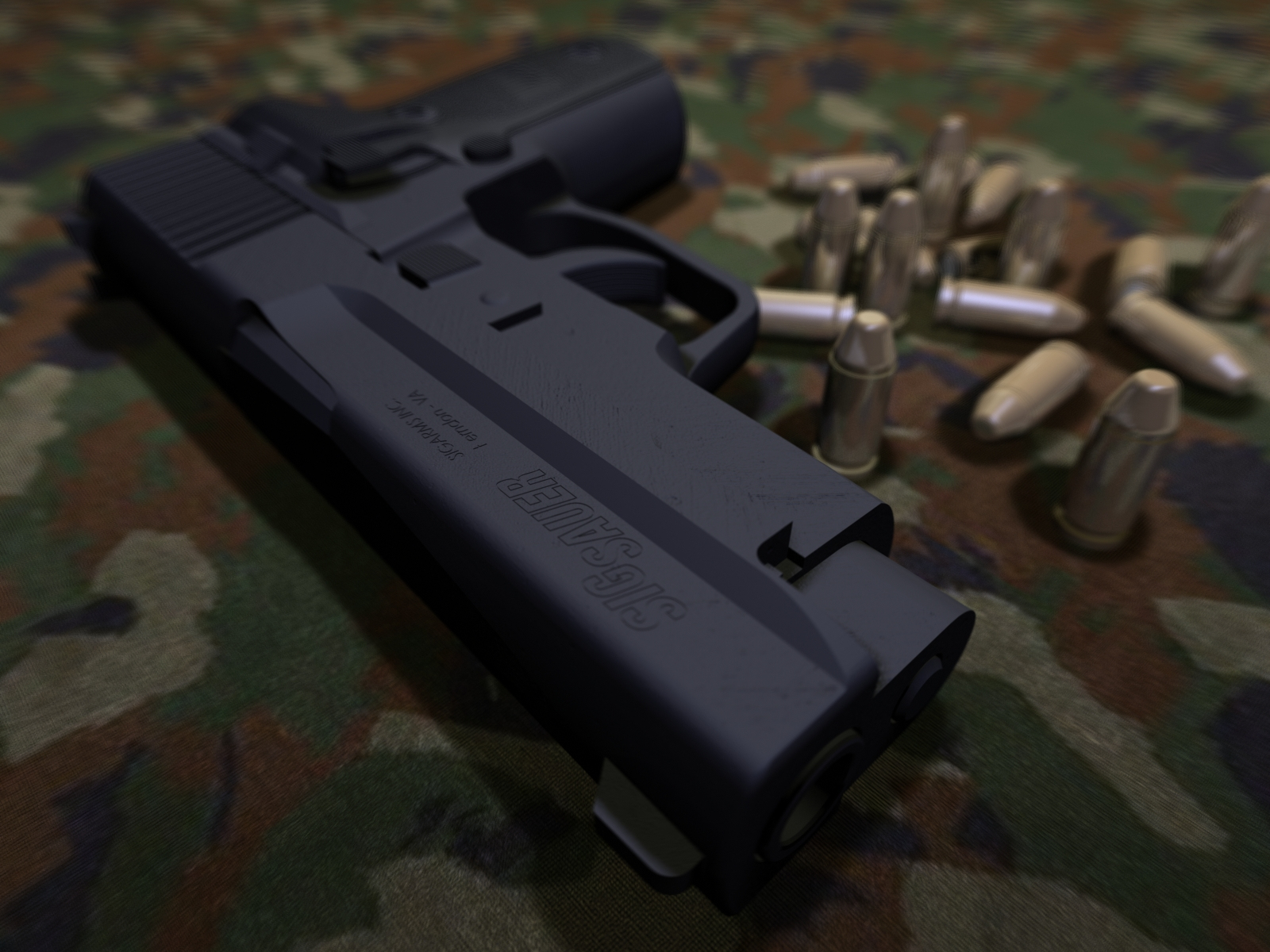 sig p228 pistol 3d model