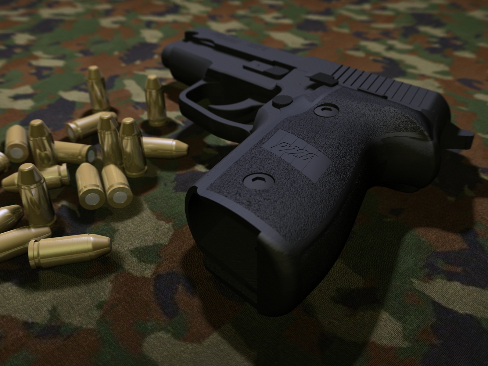 sig p228 pistol 3d model