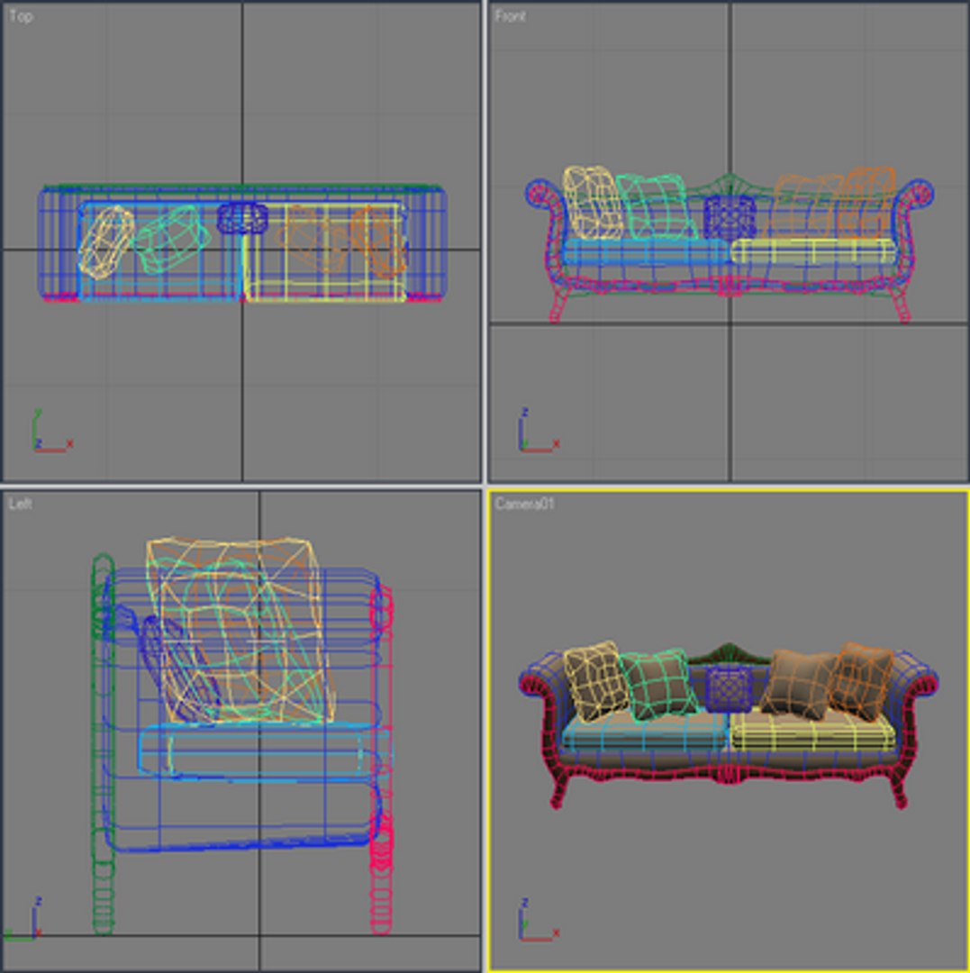 3d model old sofa simple