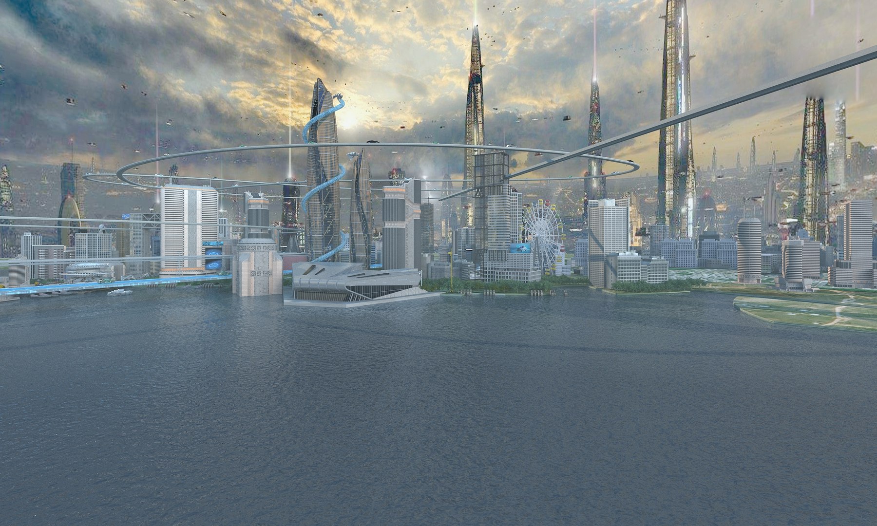 3D Future City 02 - TurboSquid 2103736
