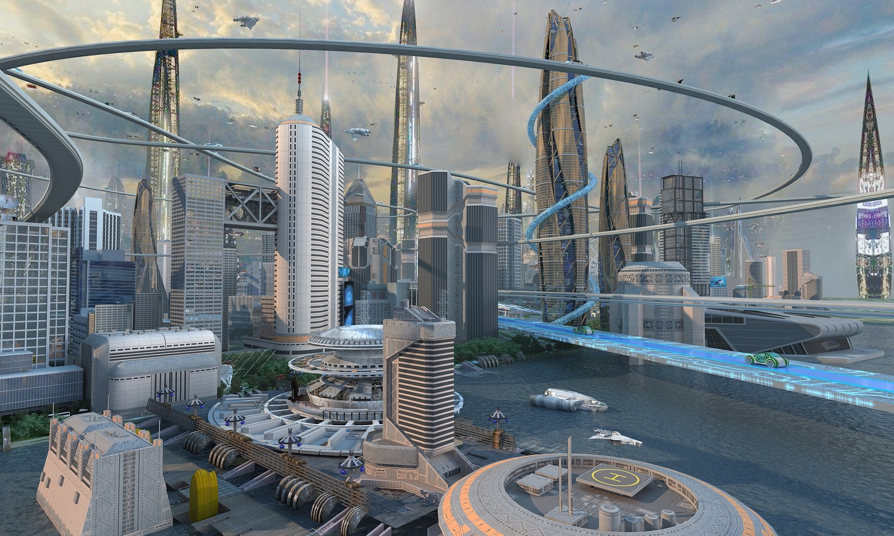 3D Future City 02 - TurboSquid 2103736