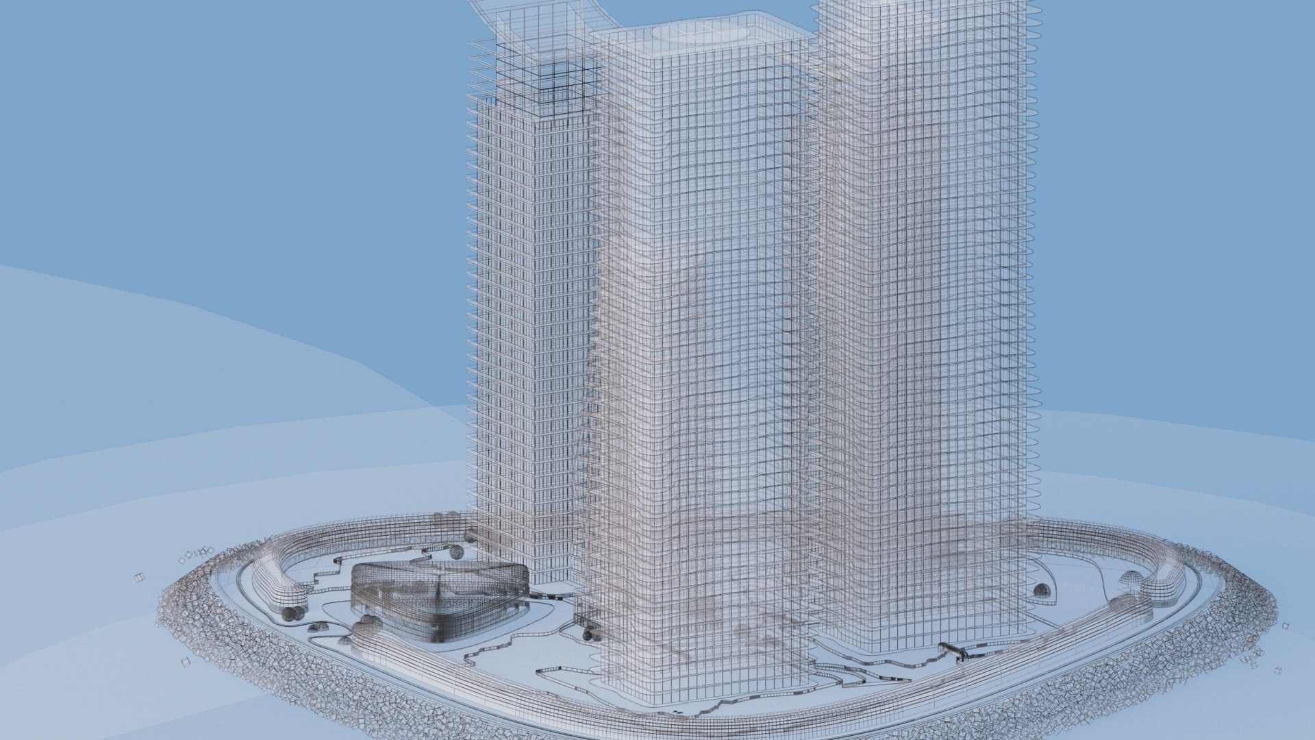 Island With Skyscrapers 3D - TurboSquid 2281975