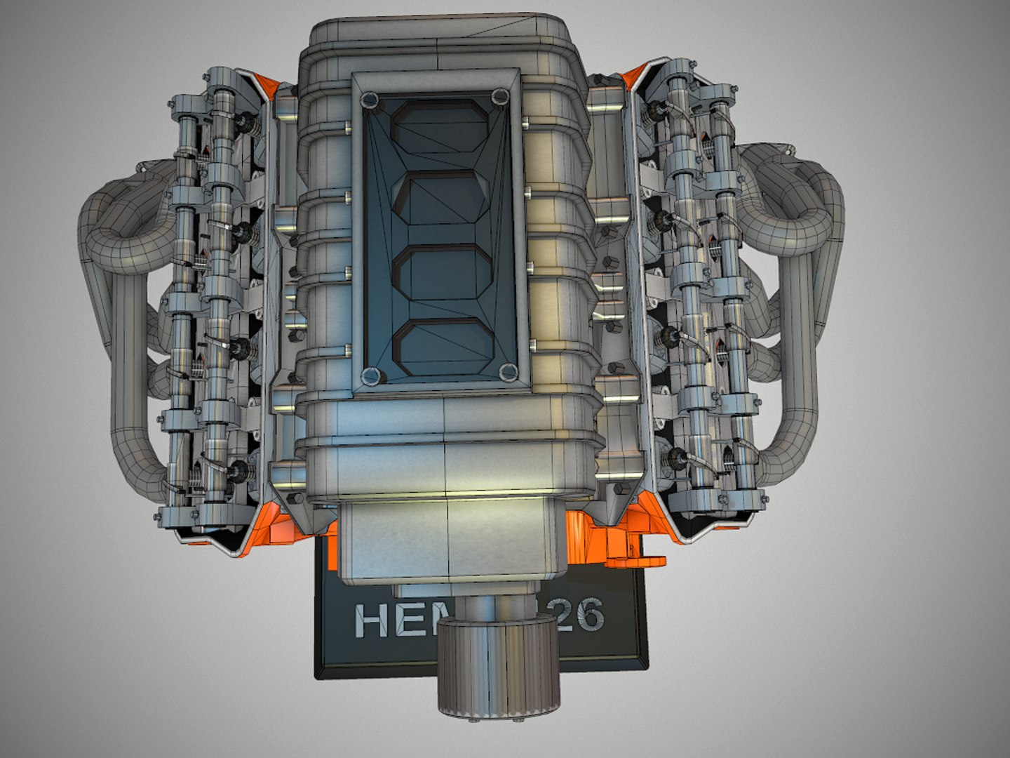 3d blown hemi engine model