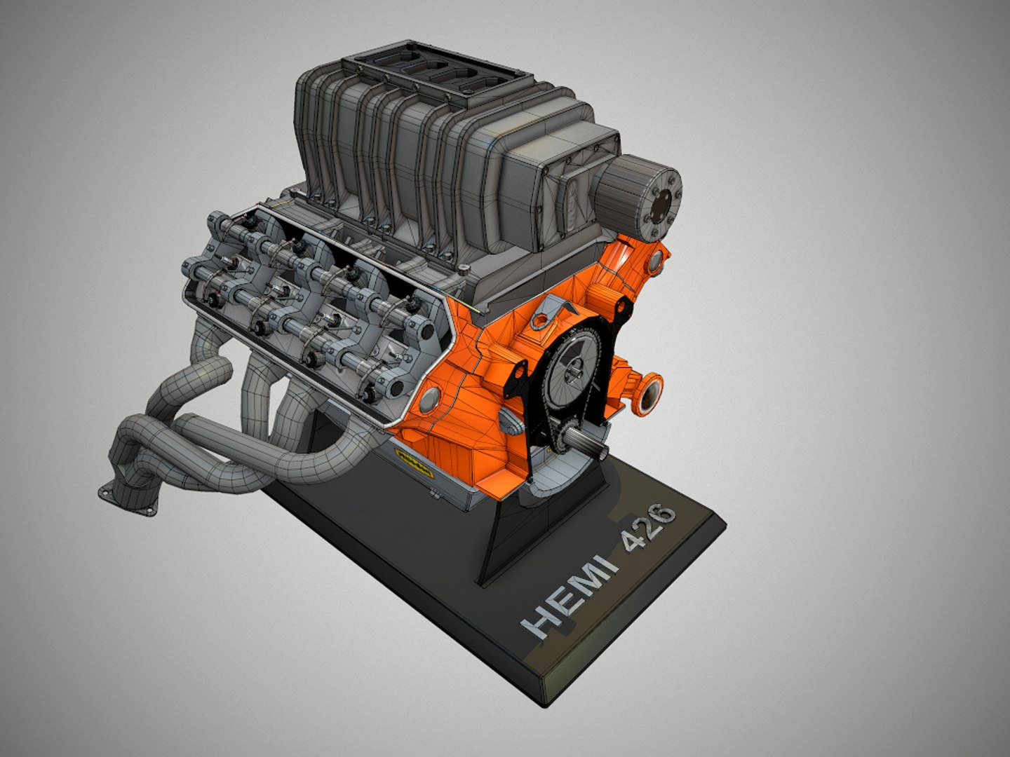 3d blown hemi engine model