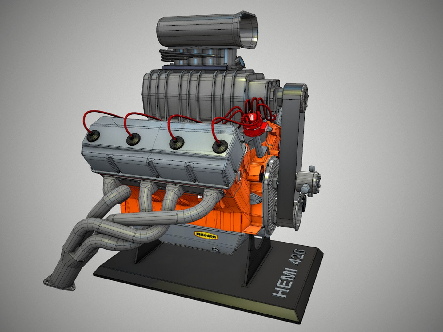 3d Blown Hemi Engine Model