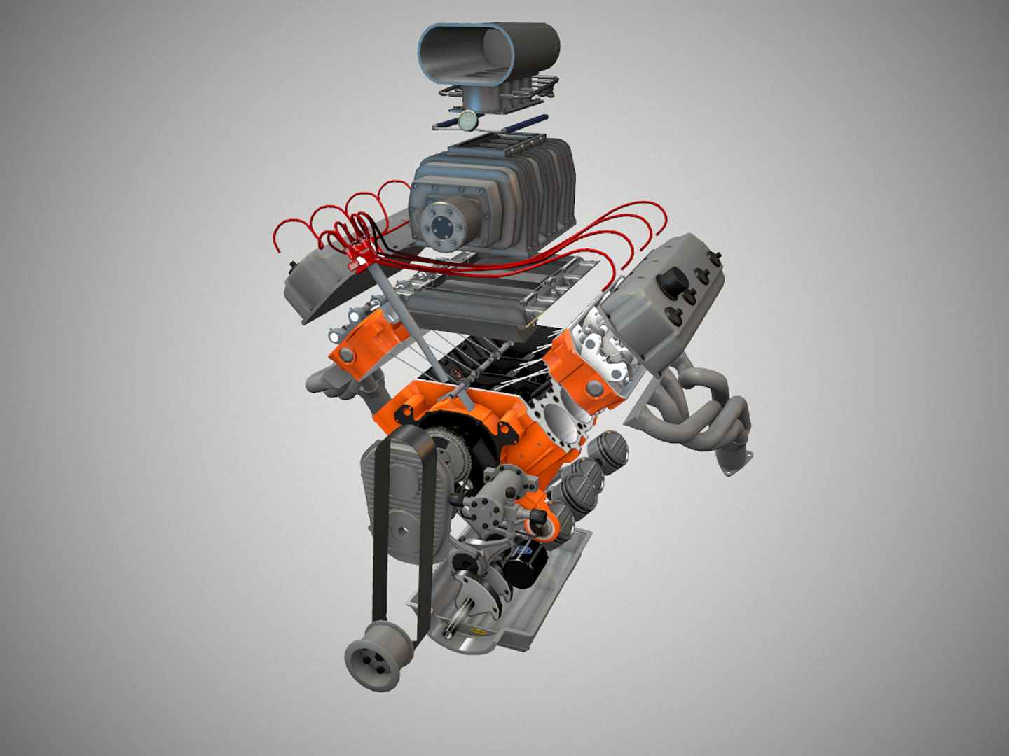 3d blown hemi engine model