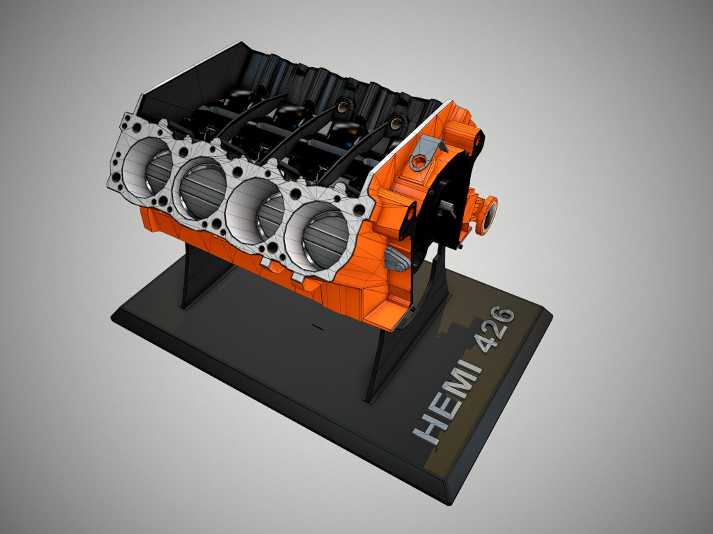 3d blown hemi engine model