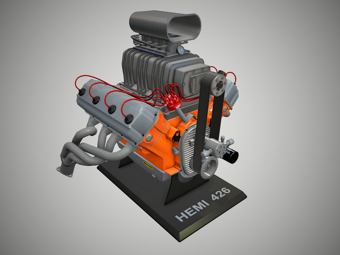 3d blown hemi engine model